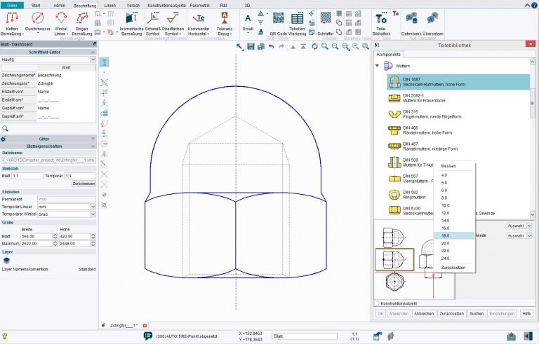 Standard CAD Parts Library included in M4 DRAFTING