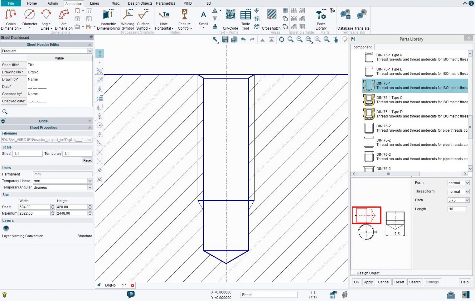 Standard CAD Parts Library included in M4 DRAFTING