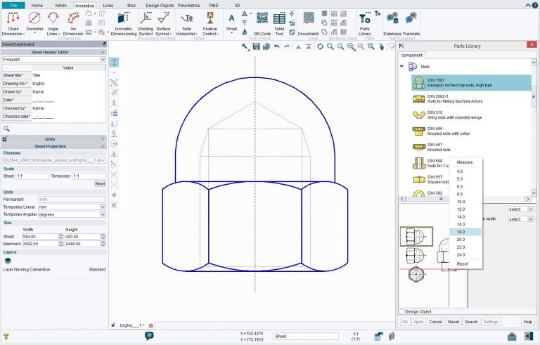 Standard CAD Parts Library included in M4 DRAFTING